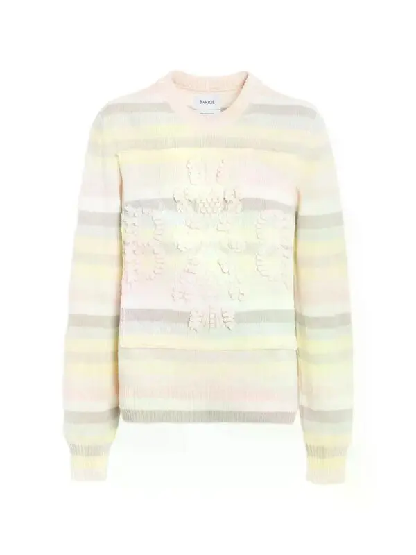 BARRIE Striped Round-neck Jumper - Neutrals