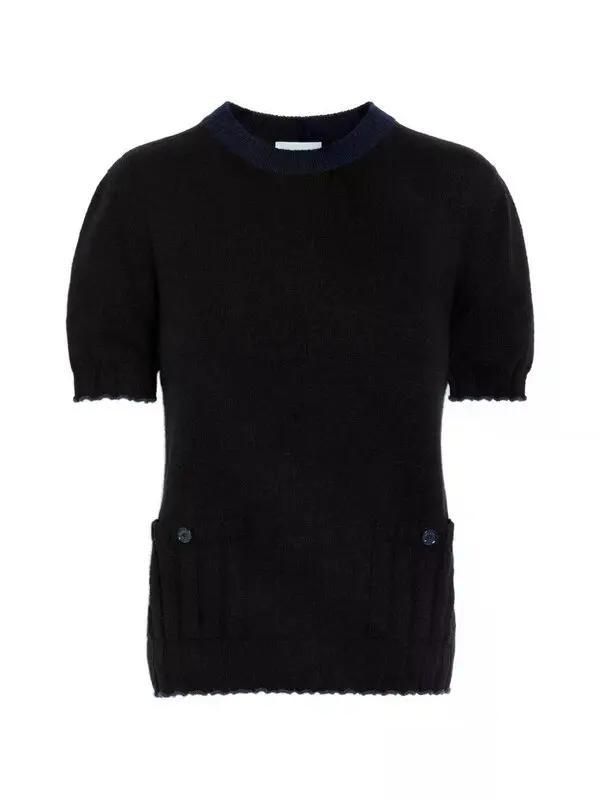 BARRIE Ribbed Detailing Top - Black