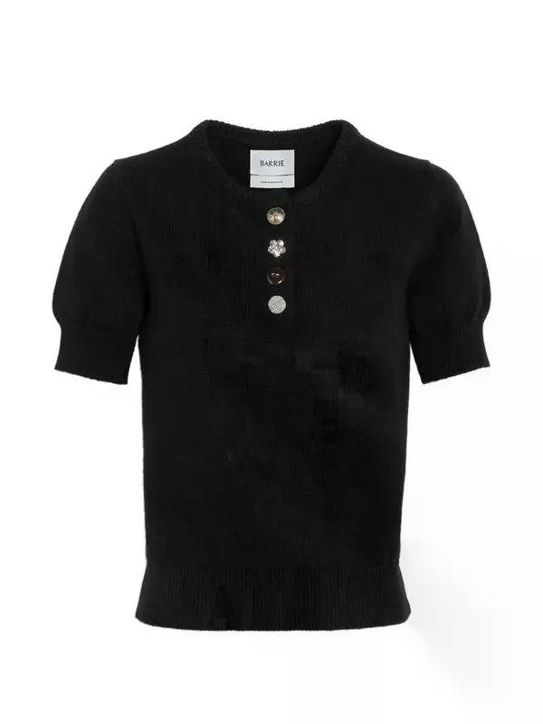 BARRIE Jewelled Buttons Top - Black