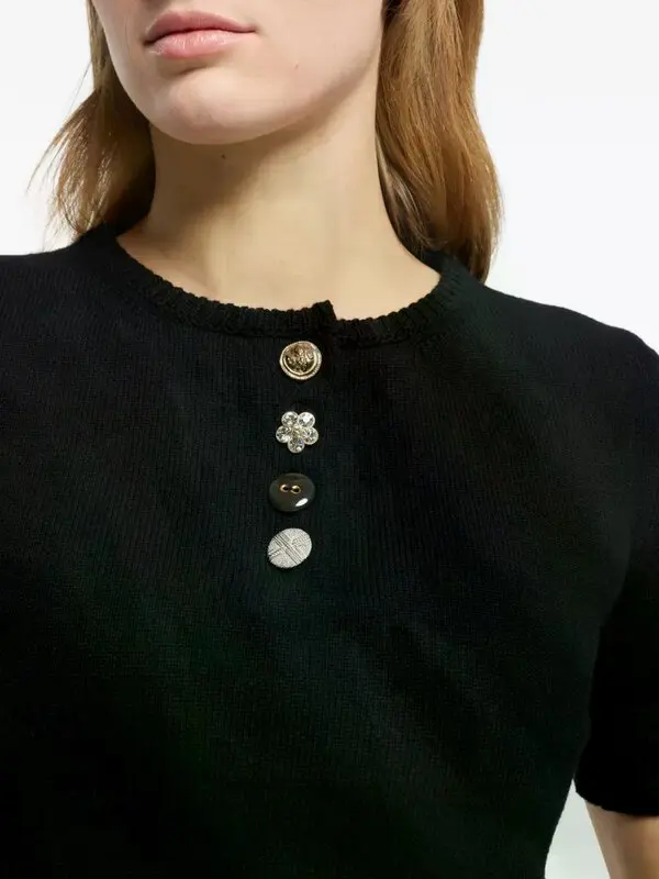 BARRIE Jewelled Buttons Top