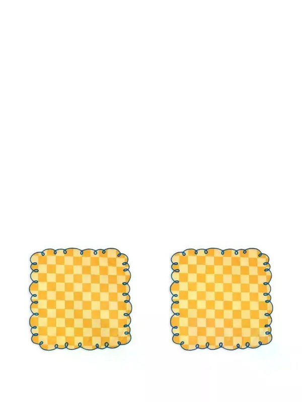 BITOSSI HOME Checked Embroidered Napkins - Yellow