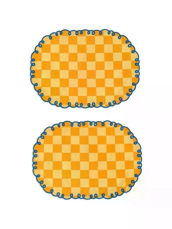 BITOSSI HOME Checkered Scalloped Placemats - Orange