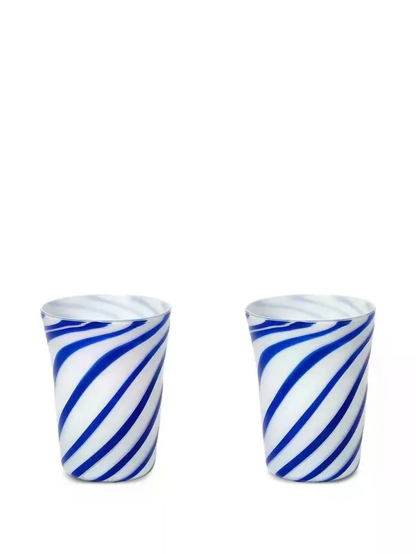 BITOSSI HOME Striped Tumbler Glass - White