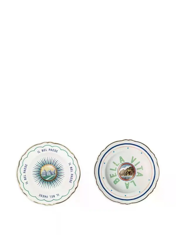 BITOSSI HOME Scalloped Printed Plate - White