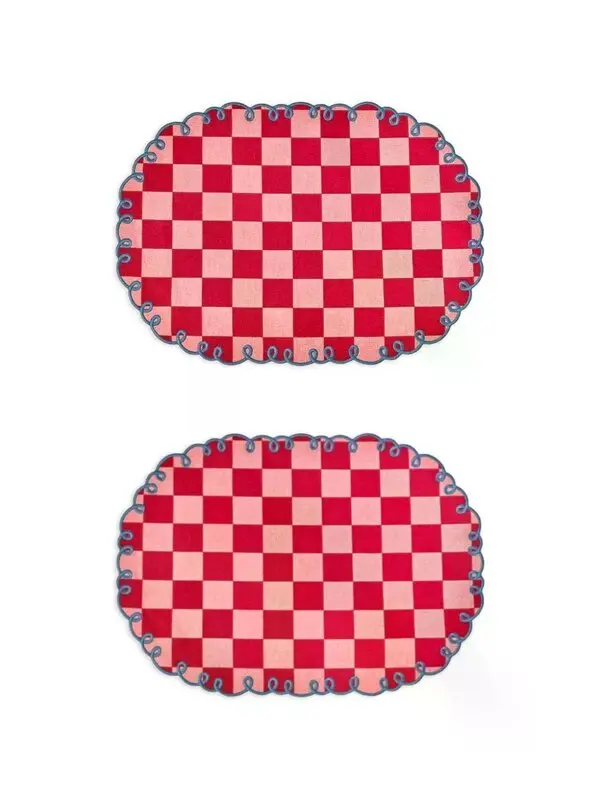 BITOSSI HOME Checked Scalloped Placemats - Red