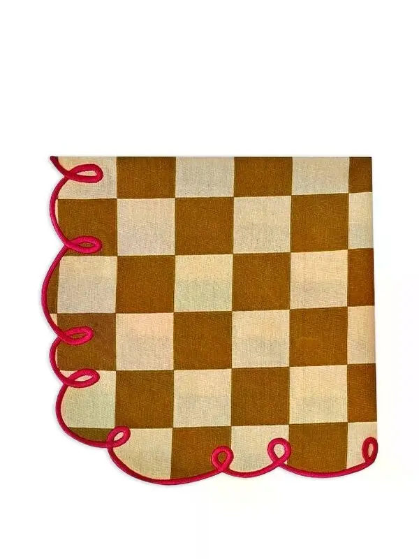 BITOSSI HOME Checkerboard Scalloped Napkins - Brown