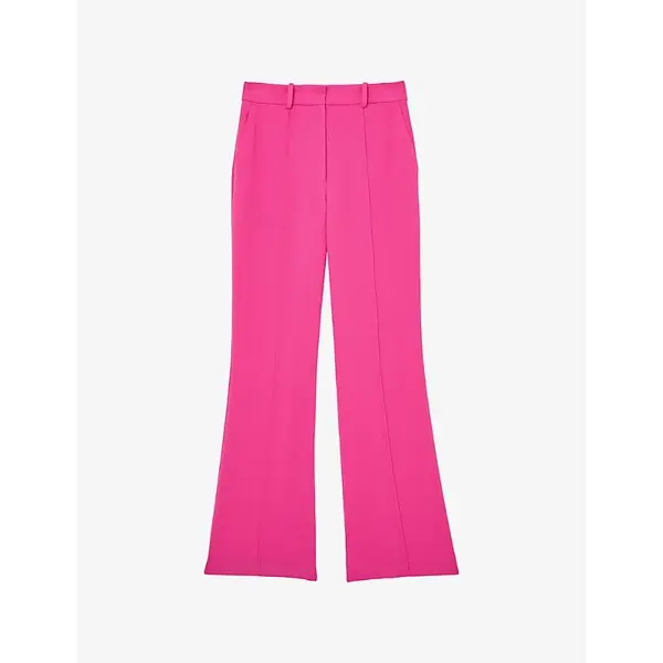 REISS Skye Flared-leg Stretch-woven Trousers - Bright Pink