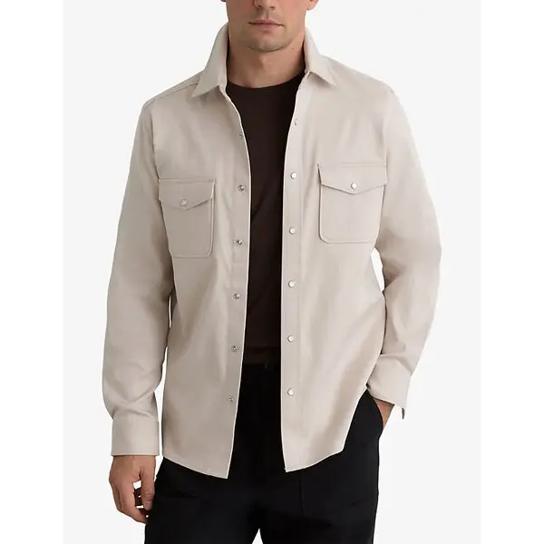 REISS Mcrae Patch-pocket Stretch-cotton Overshirt - Stone