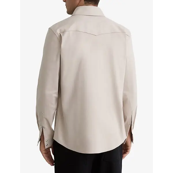 REISS Mcrae Patch-pocket Stretch-cotton Overshirt - Stone