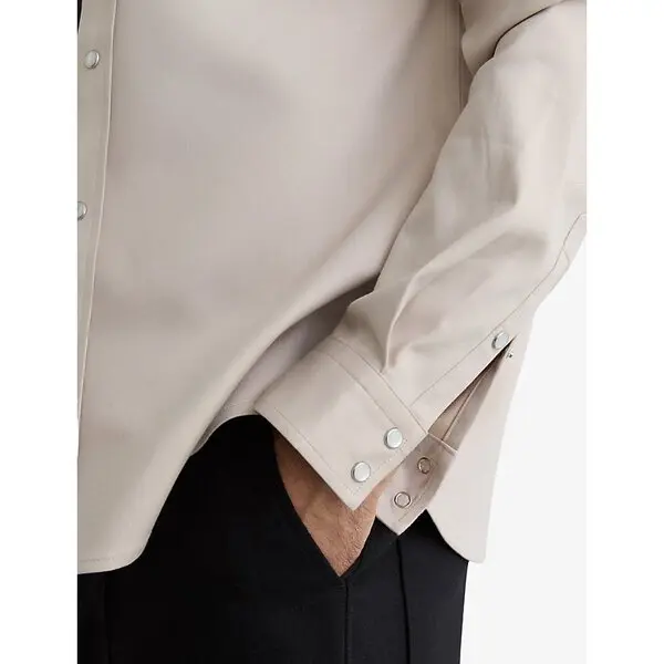 REISS Mcrae Patch-pocket Stretch-cotton Overshirt - Stone