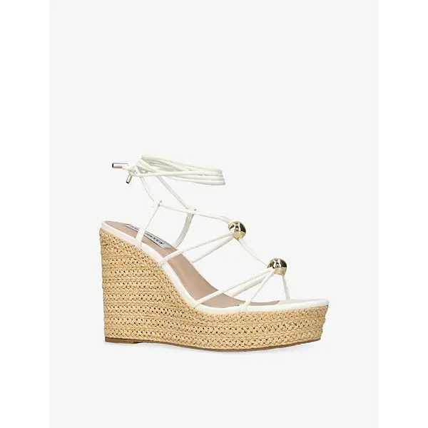 Steve Madden Tulym Faux-leather Wedge Sandals - White
