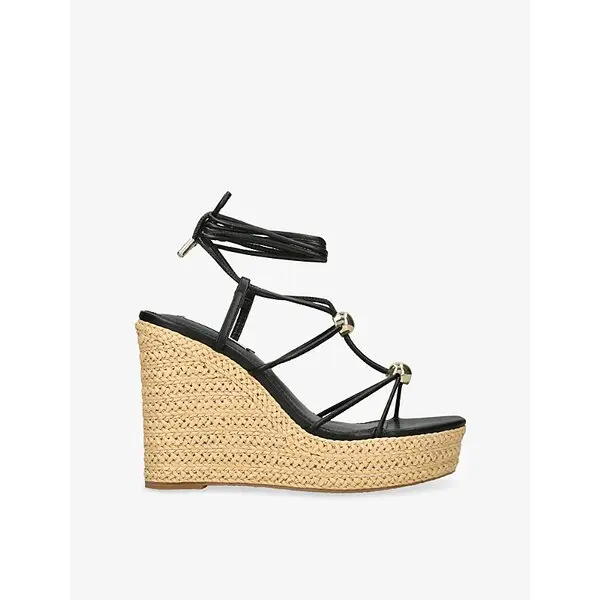 Steve Madden Tulym Faux-leather Wedge Sandals - Black