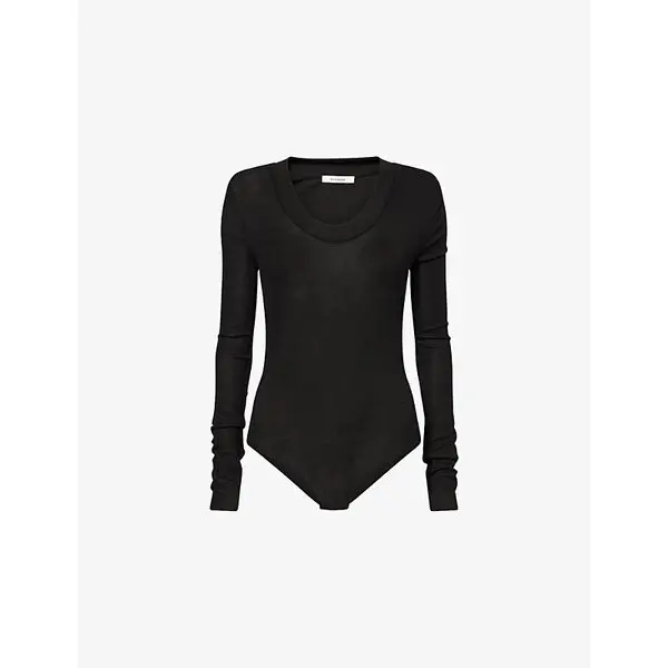 ENTIRE STUDIOS Round-neck Long-sleeve Knitted Bodysuit - Black