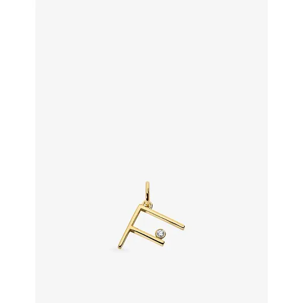 Monica Vinader Initial F Solitaire Lab-grown Diamond And 18ct Vermeil Pendant Charm - Gold