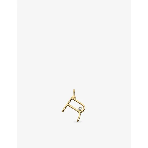 Monica Vinader Solitaire Diamond Initial R 18ct Yellow- Vermeil And 0.035ct&nbsp; Lab-grown Diamond Pendant - Gold