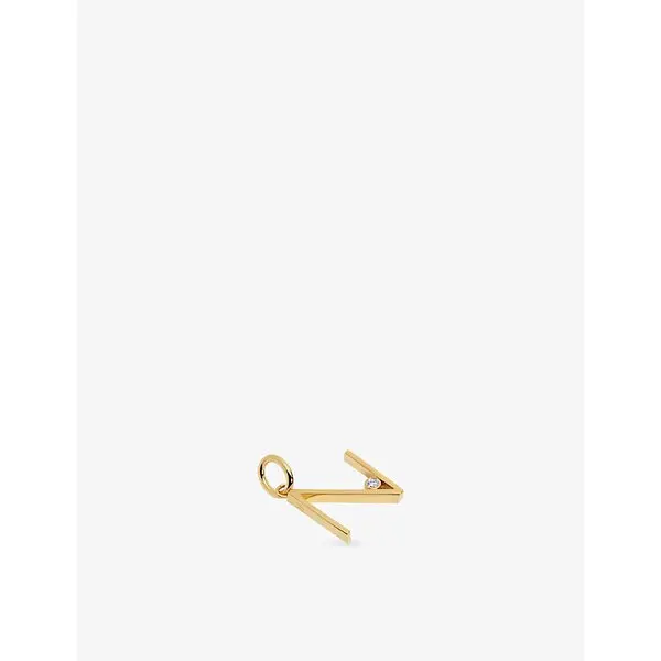 Monica Vinader Initial N Solitaire Lab-grown Diamond And 18ct Vermeil Pendant Charm - Gold