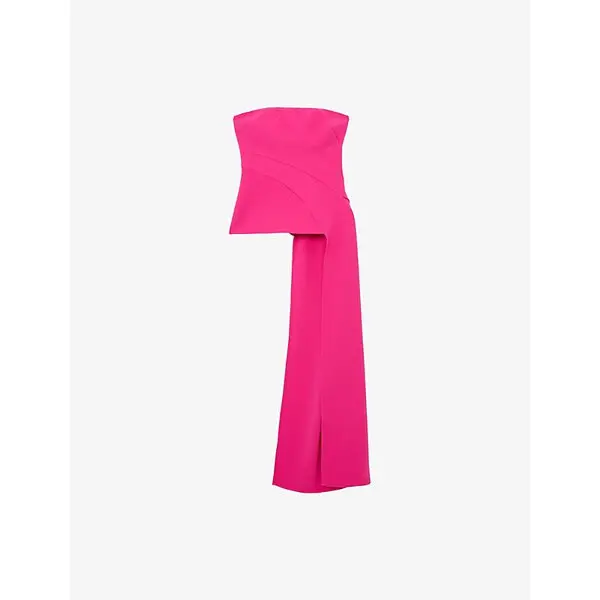 REISS Sky Drape-detail Stretch-woven Occasion Top - Bright Pink