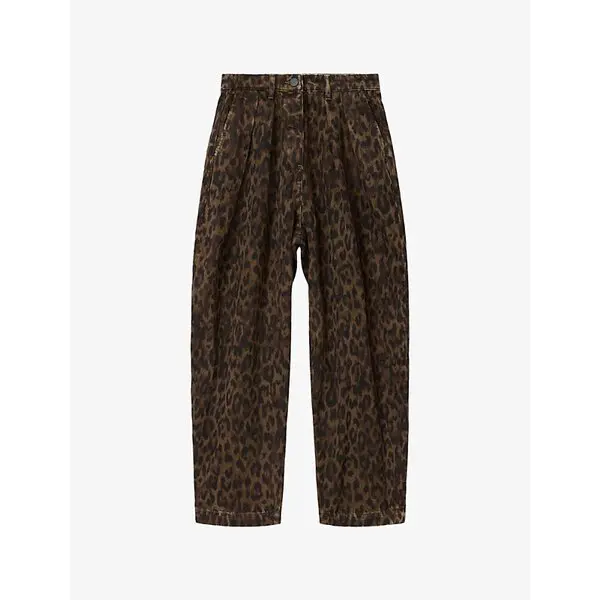 ALLSAINTS Becca Barrel-leg High-rise Cotton-blend Trousers - Leppo Brown