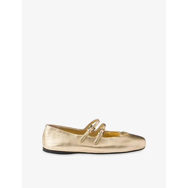 Prada Mordoré Leather Ballerina Flats - Gold/silver
