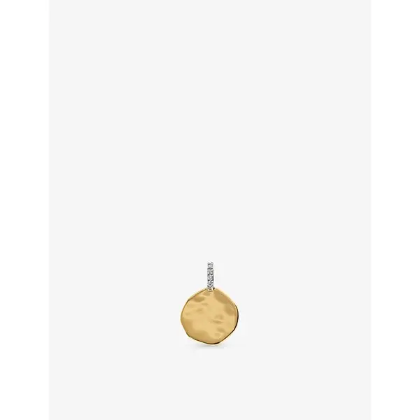 Monica Vinader Diamond Coin 18ct Yellow- Vermeil And 0.045ct Lab-grown Diamond Pendant - Gold