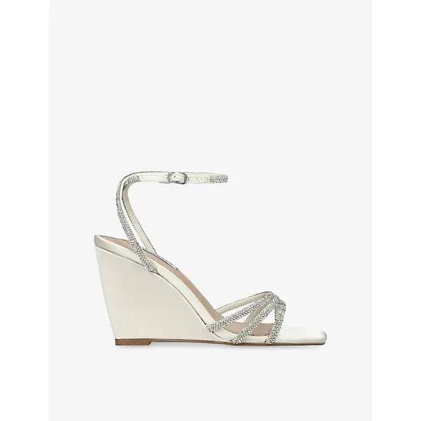 Steve Madden Aubri Satin Wedge Sandals - Cream