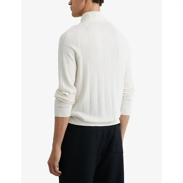 REISS Findlay Funnel-neck Wool Jumper - Snow White