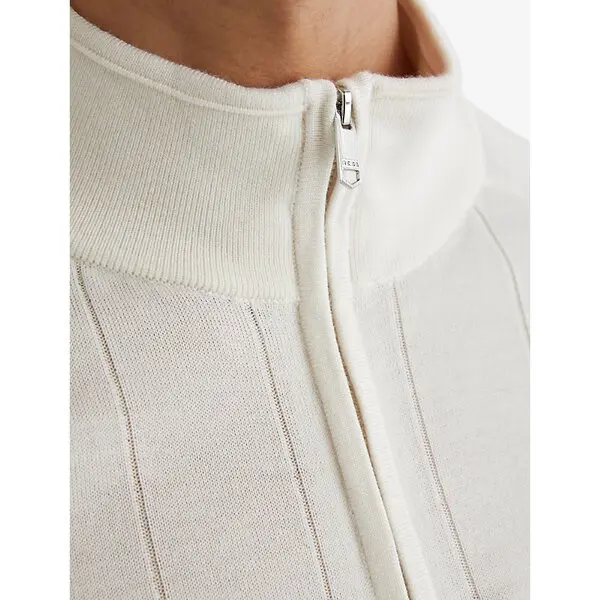 REISS Findlay Funnel-neck Wool Jumper - Snow White