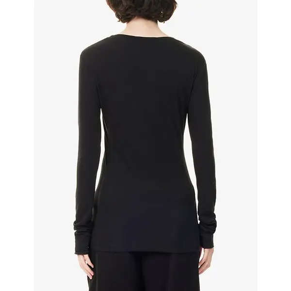 ENTIRE STUDIOS Sheer Long-sleeve Cotton-jersey T-shirt - Black