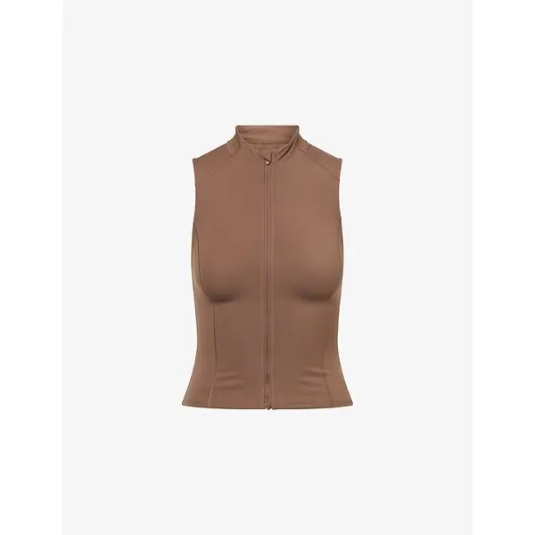 TALA Skinluxe Sleeveless Zipped Jersey Running Top - Cortado Brown