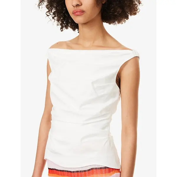 Simkhai Maisel Draped Cotton-popin Top - White