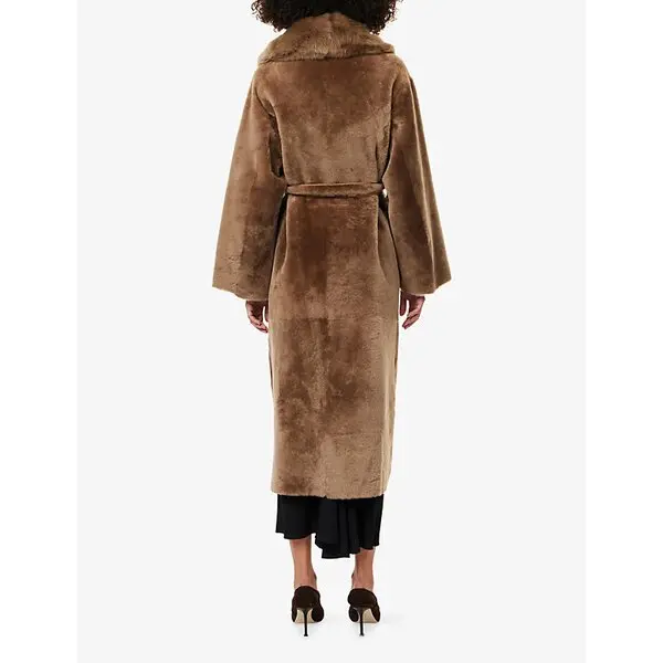 Nour Hammour Isadora Belted Shearling Coat