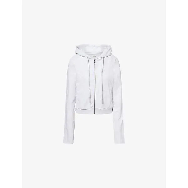 ENTIRE STUDIOS Zip-up Cropped Cotton Hoody - Heather Grey