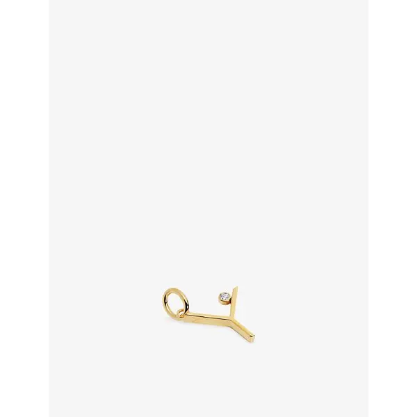 Monica Vinader Solitaire Diamond Initial Y Pendant - Gold
