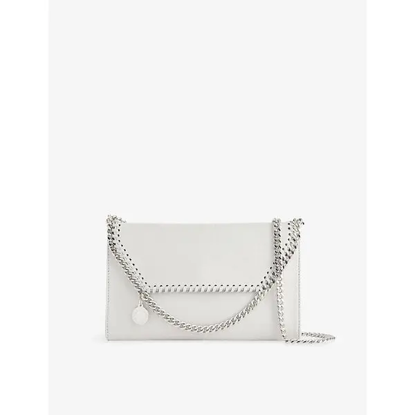 Stella McCartney Falabella Woven Wallet With Chain - Pearl Grey