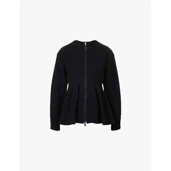 CFCL Hypha Peplum Zip Knitted Blouson Jacket - Black
