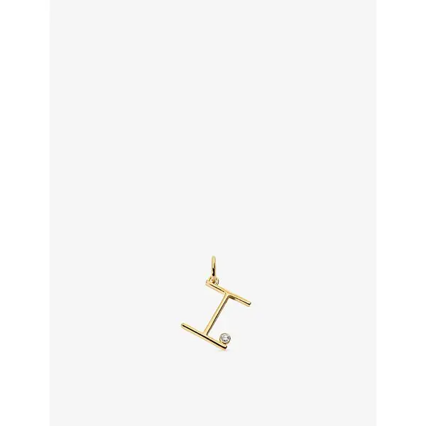 Monica Vinader Initial I Solitaire Lab-grown Diamond And 18ct Vermeil Pendant Charm - Gold