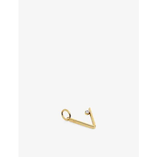 Monica Vinader Solitaire Diamond Initial V Pendant - Gold