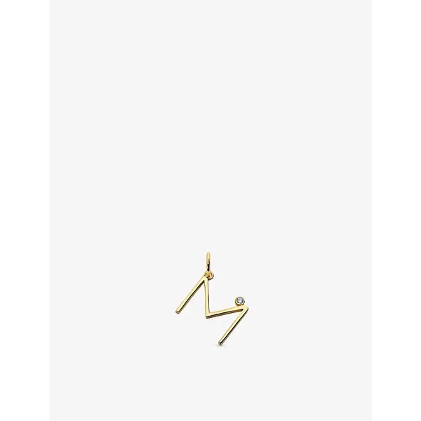 Monica Vinader Initial M Solitaire Lab-grown Diamond And 18ct Vermeil Pendant Charm - Gold