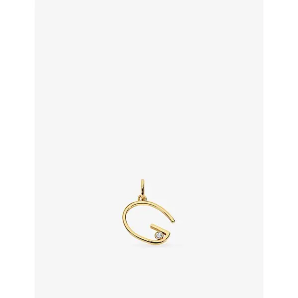 Monica Vinader Initial G Solitaire Lab-grown Diamond And 18ct Vermeil Pendant Charm - Gold