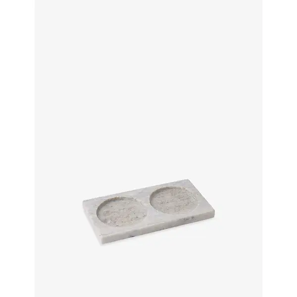THE WHITE COMPANY Round Marble Bottle Holder 20cm - Greystone