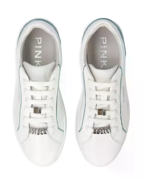 Pinko Leather Lace-up Sneakers With Logo Detail