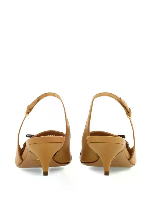 FERRAGAMO 40mm Pointed Bow Slingback - Brown