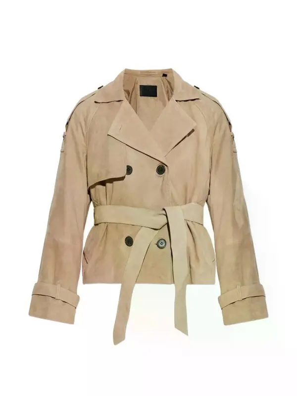 ALLSAINTS Reed Cropped Suede Trench Coat - Neutrals