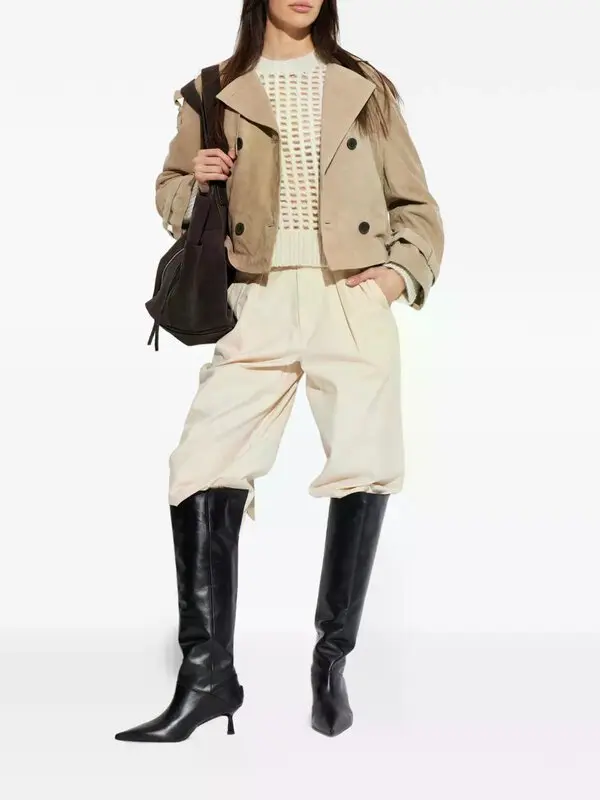 ALLSAINTS Reed Cropped Suede Trench Coat - Neutrals