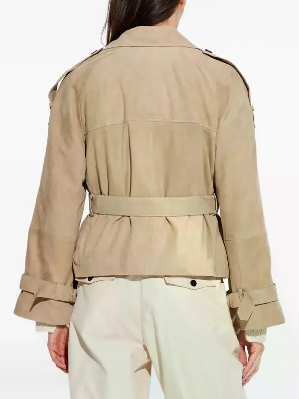 ALLSAINTS Reed Cropped Suede Trench Coat - Neutrals
