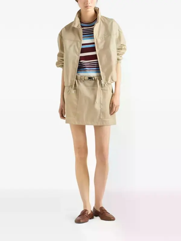 Prada Re-nylon Hooded Jacket With Drawstring Hem - Neutrals