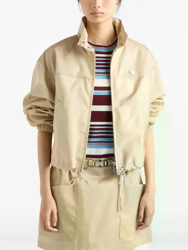 Prada Re-nylon Hooded Jacket With Drawstring Hem - Neutrals