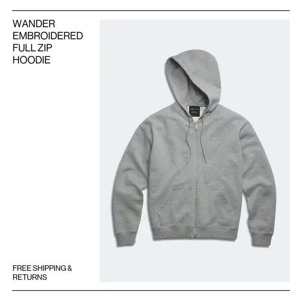 Canada Goose Wander Embroidered Full Zip Hoodie - Stone Heather
