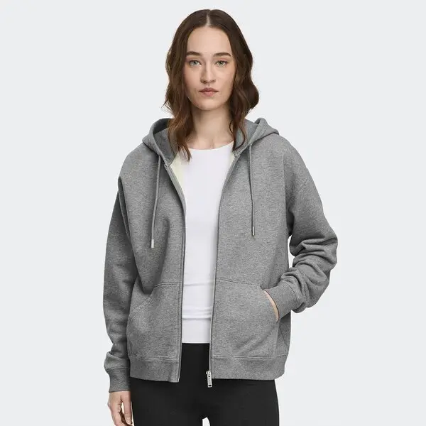 Canada Goose Embroidered Full Zip Hoodie - Stone Heather