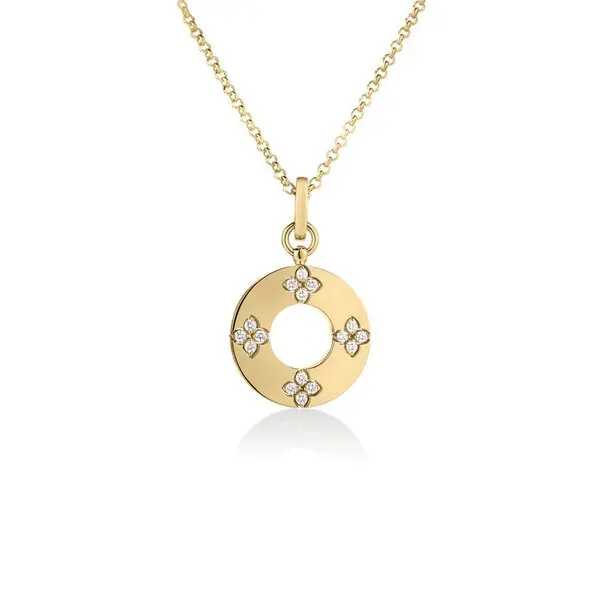 Roberto Coin 18k Yellow Gold Love In Verona Diamond Flower Circle Necklace,|8883689ay17x - Yg